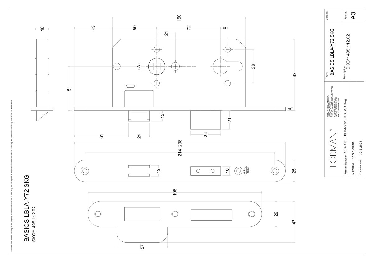 LBLSAY72 - rounded security lock case for exterior doors with SKG ...