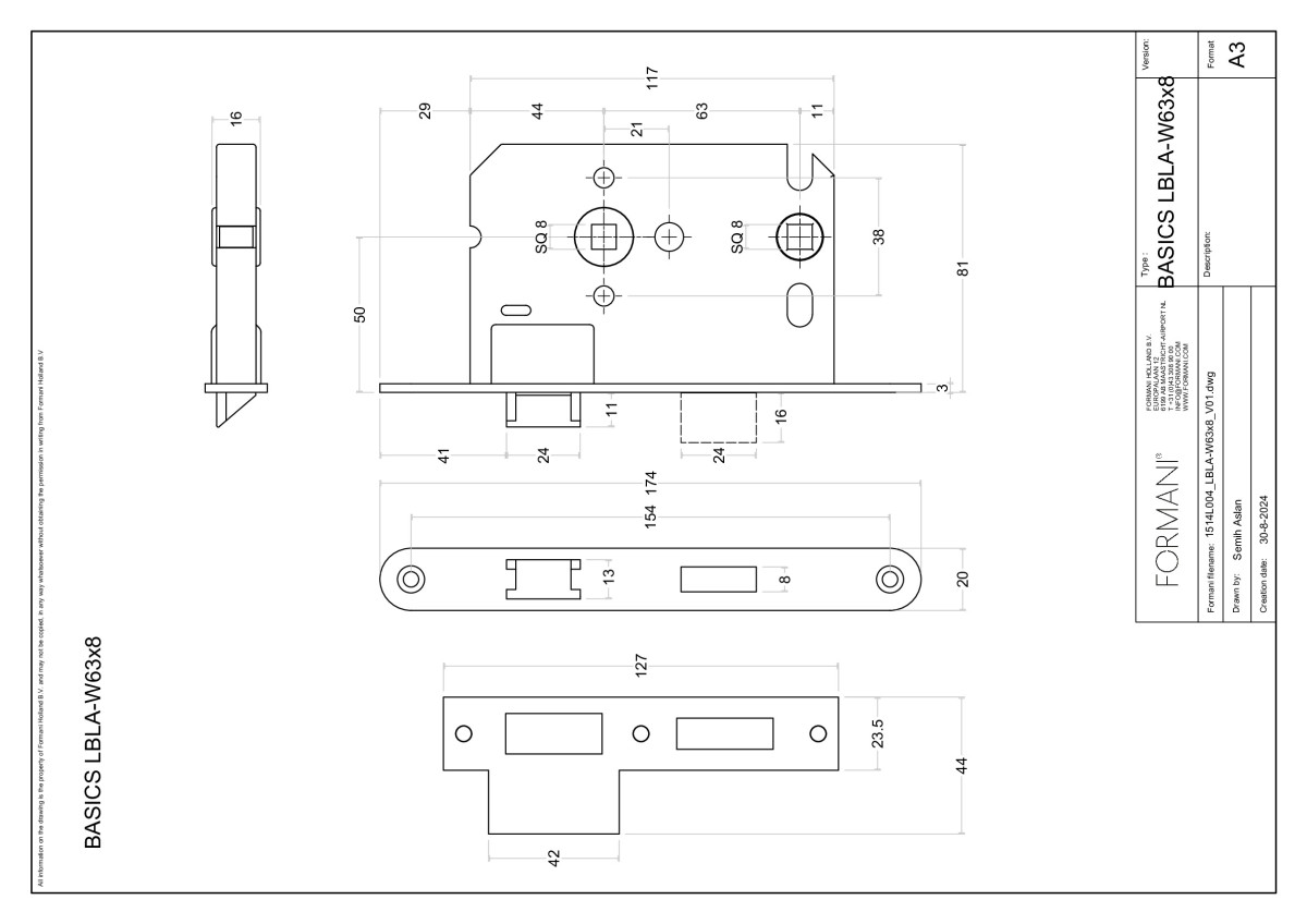 LBLAW63X8 - rounded lock case for toilet doors PVD satin gold ...