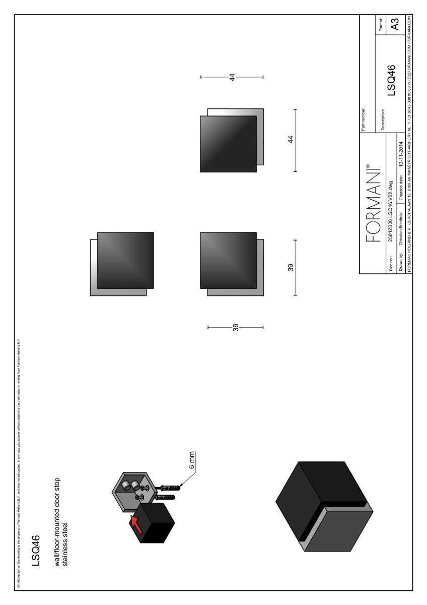 LSQ46 - deurstop vloer mat roestvast staal - Formani