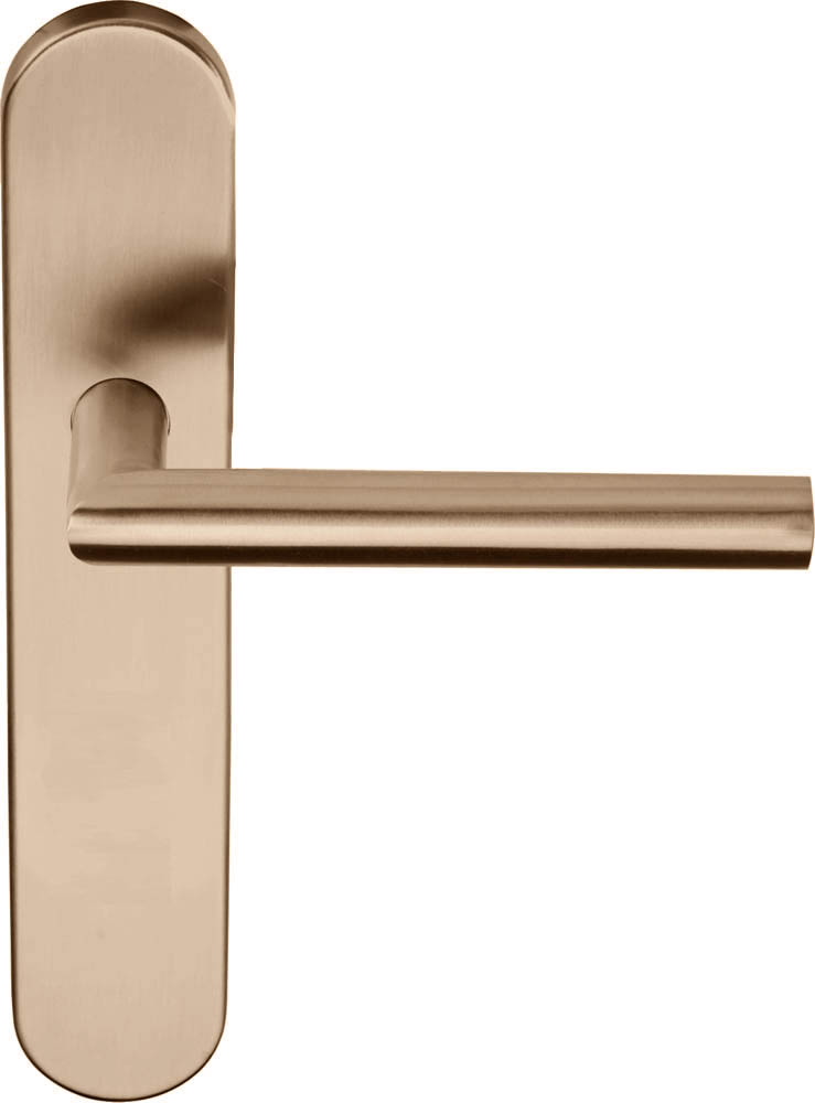 LB2-19P13SFC - sprung door handle on oval blind plate PVD light bronze ...