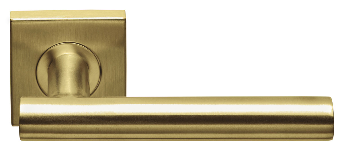 LB7-19BSQ - sprung door handle on square rose PVD satin gold - Formani