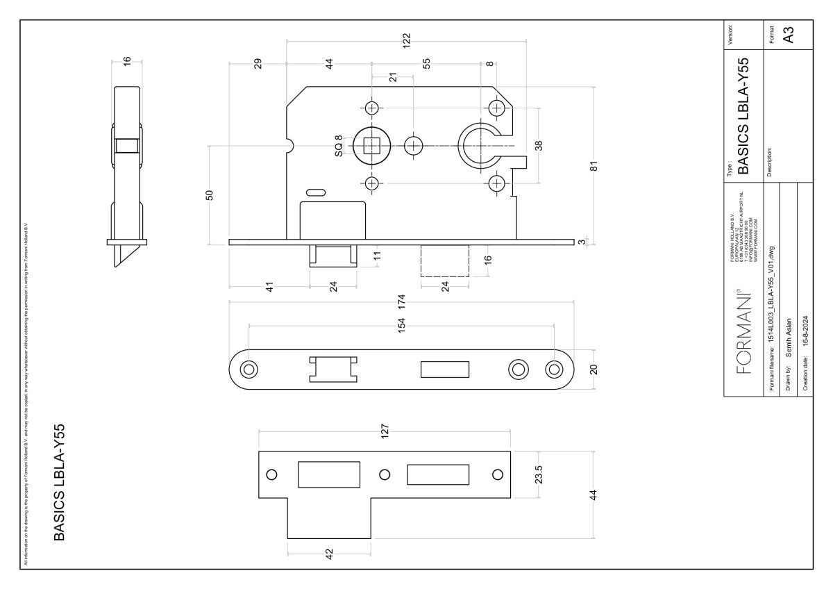 LBLAY55 - rounded cylinder lock case satin stainless steel - Formani