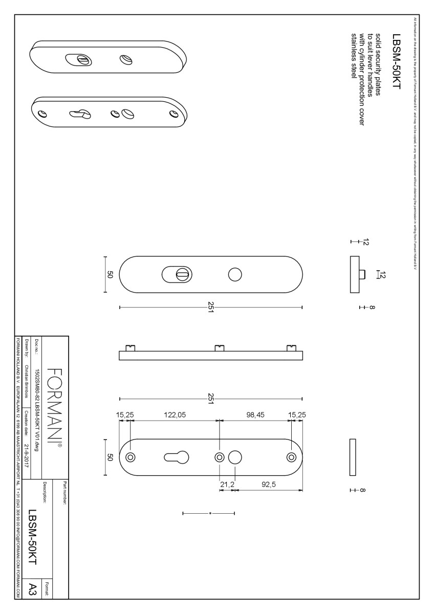 LBSM-50KT Y55 - solid security plates with cylinder protection to suit ...
