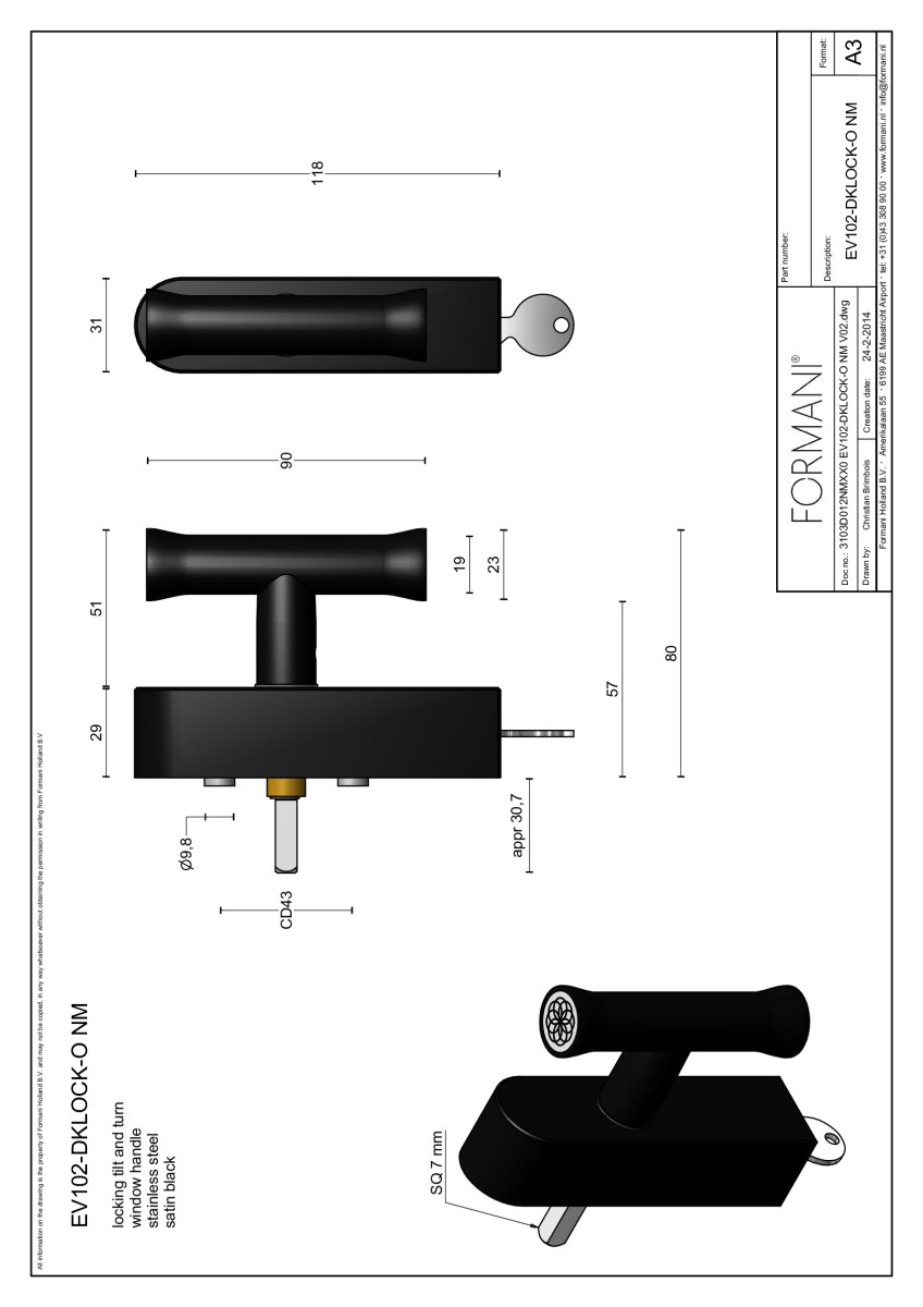 EV102ZL-DKLOCK-O - locking tilt and turn window handle wihtout logo ...