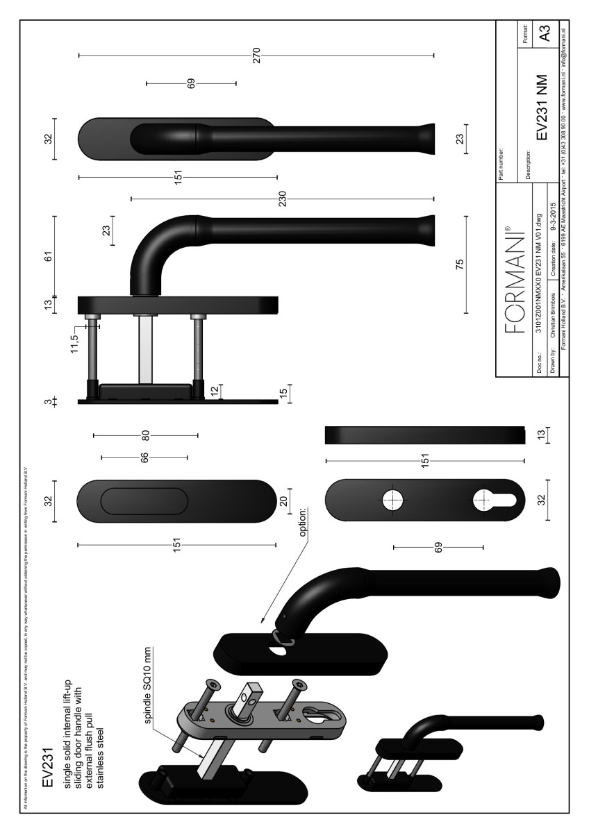 EV231YZL - solid set internal lift-up sliding door handle porfile ...