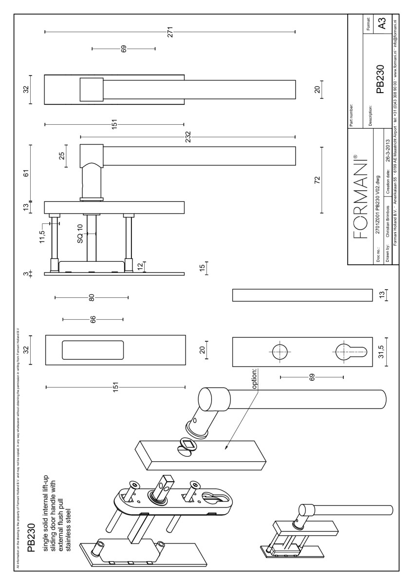 PB230 - solid set internal lift-up sliding door handle satin black ...
