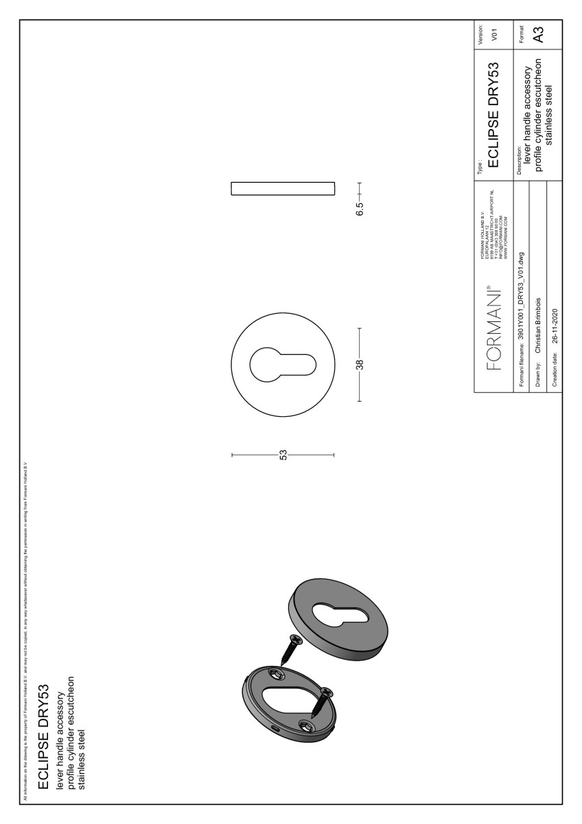 DRY53 - profile cylinder escutcheon round PVD satin black - Formani