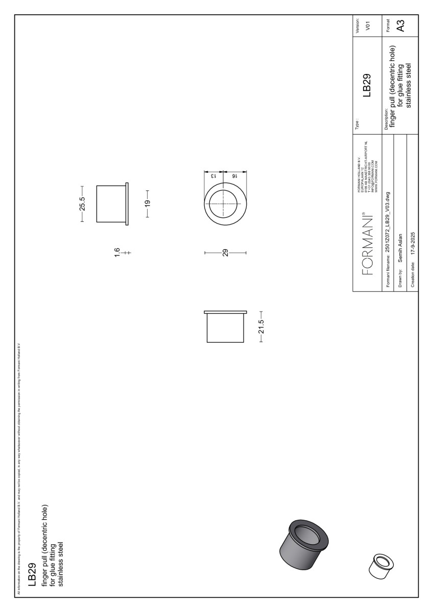 LB29 - fingertip kopse kant deur te verlijmen mat nikkel - Formani
