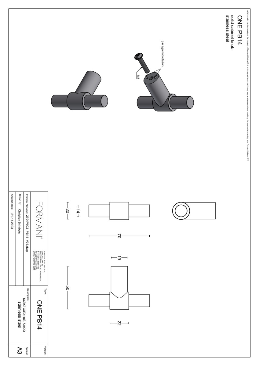 PB14 - solid cabinet knob bronze - Formani