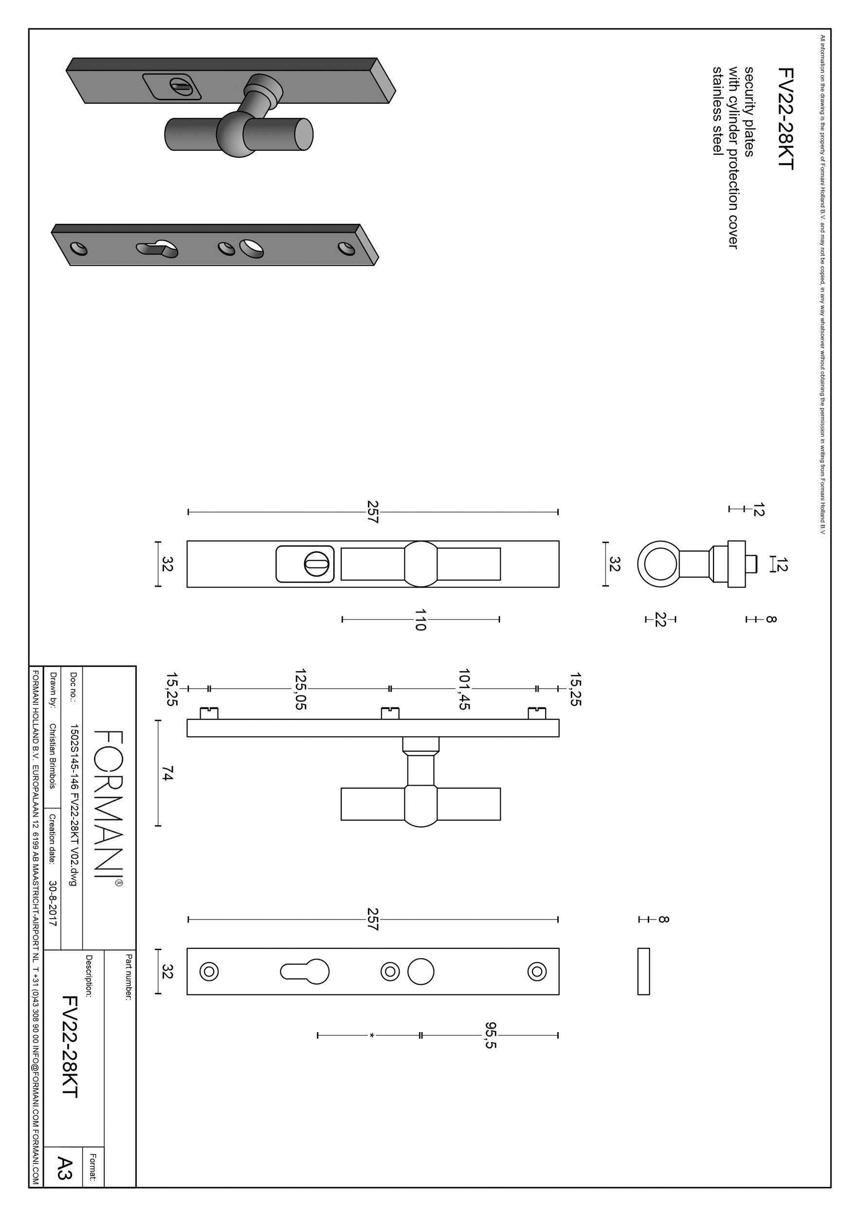 FV22-28KT Y72 - solid security plates with cylinder protection to suit ...